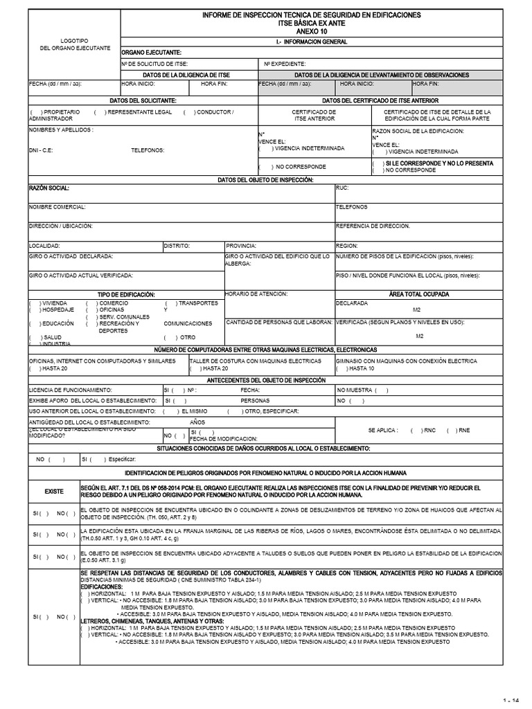 Anexo Informe ITSE BASICA EX ANTE | PDF | edificio | Materiales de construcción