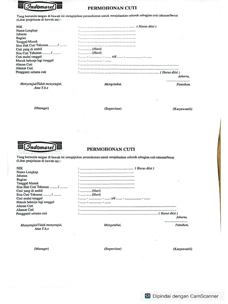 Bagi Form Cuti | PDF