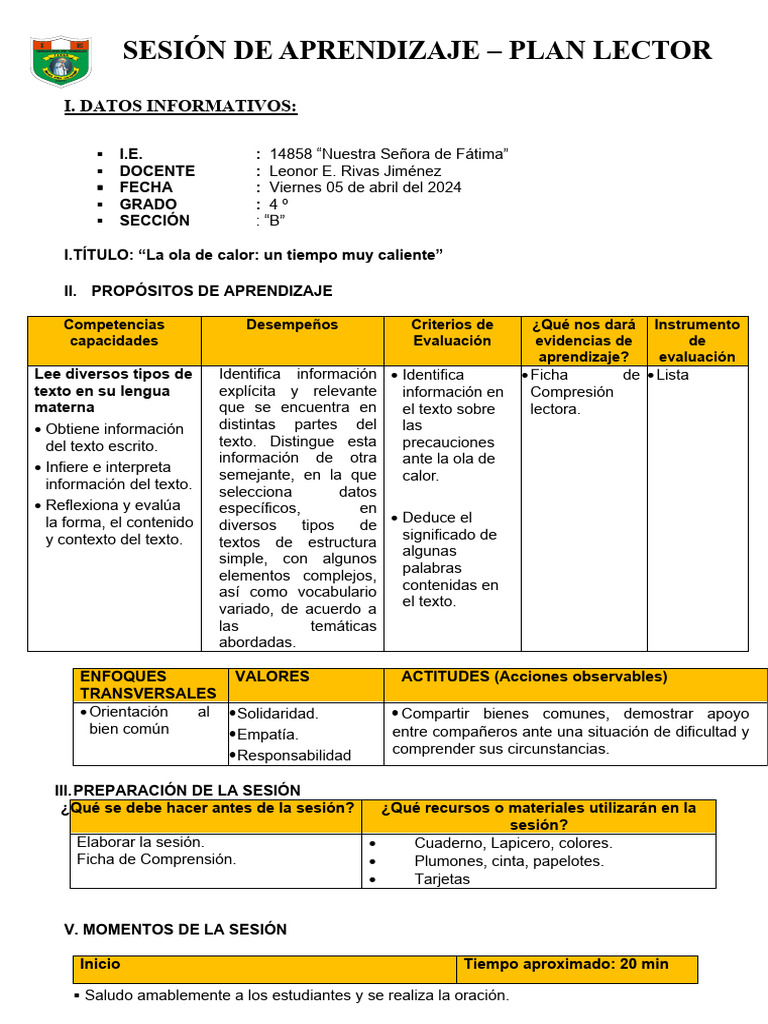 Sesion 05 Abril La Ola de Calor Un Tiempo Muy Caliente | PDF ...