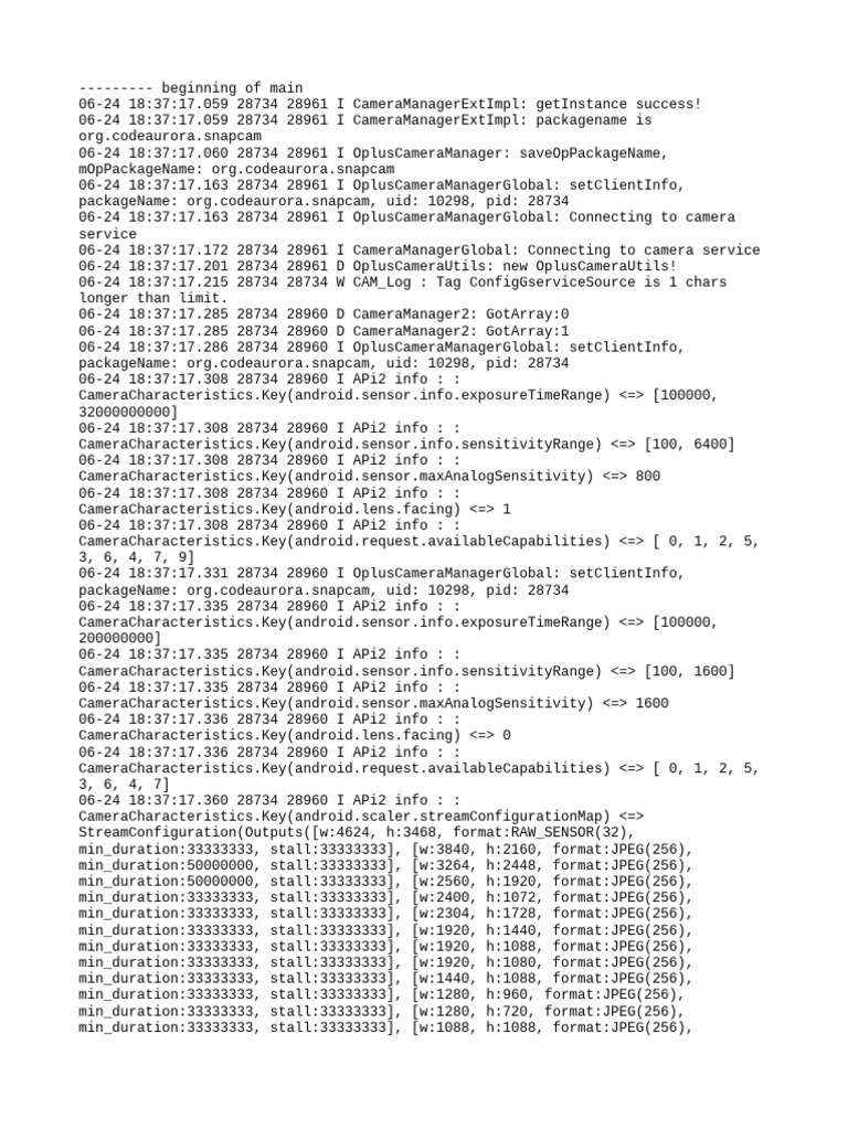 Camera Service Connection Logs | PDF | Digital Technology | Software