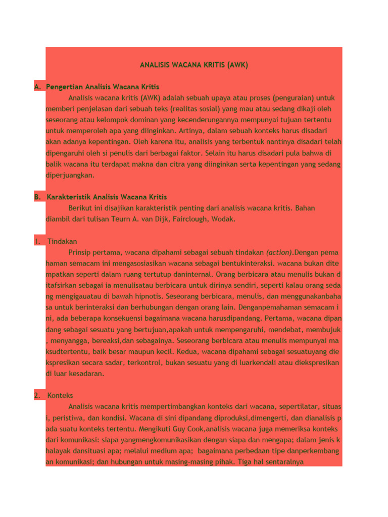 Analisis Wacana Kritis Awk | PDF | Ilmu Sosial | Filsafat