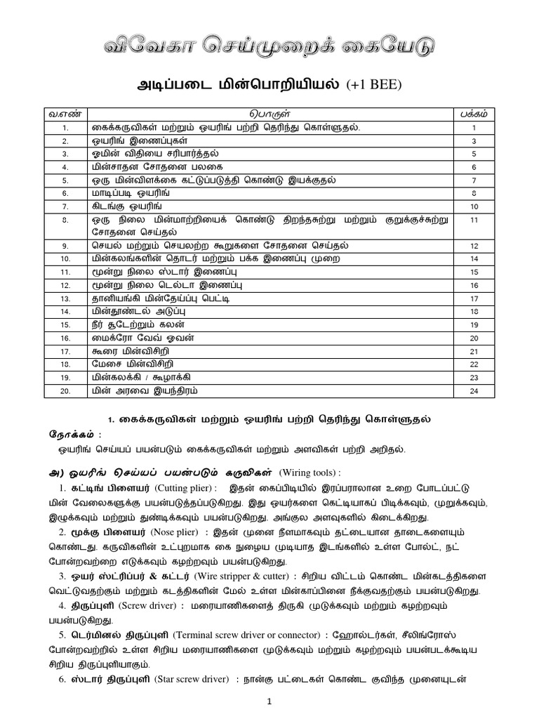 +1 BEE Practical Manual | PDF