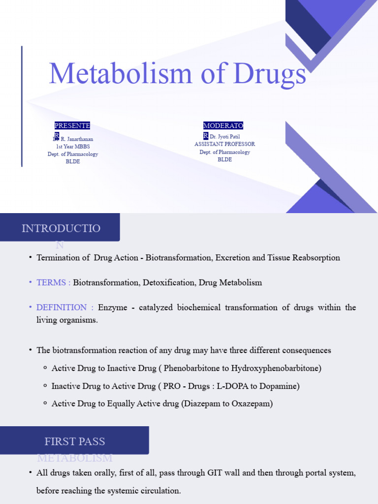 Metabolism of Drugs | PDF | Drug Metabolism | Cytochrome P450