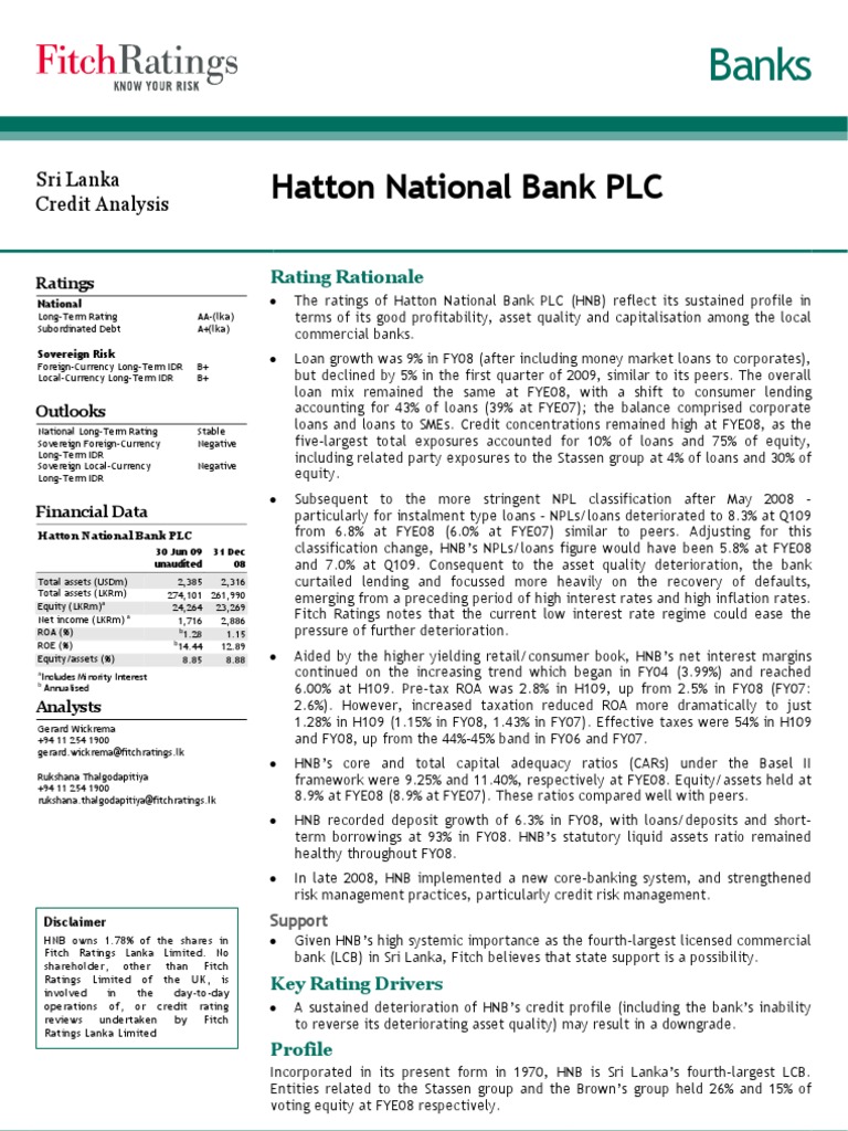Banks: Hatton National Bank PLC | PDF | Credit (Finance) | Banks