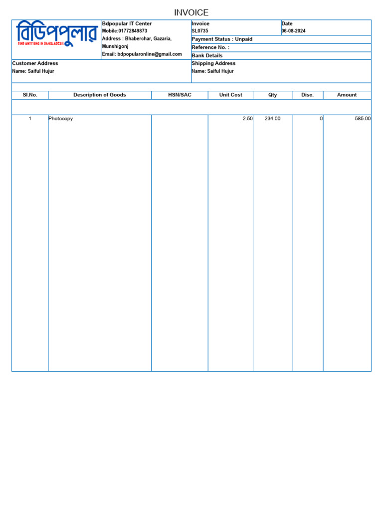 Saiful Hujur's Unpaid Invoice | PDF | Invoice | Business Documents