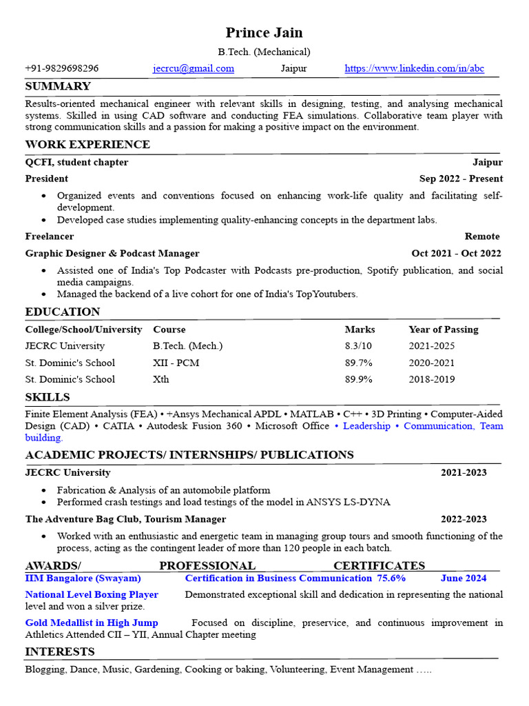 Sample Resume | PDF | Computing