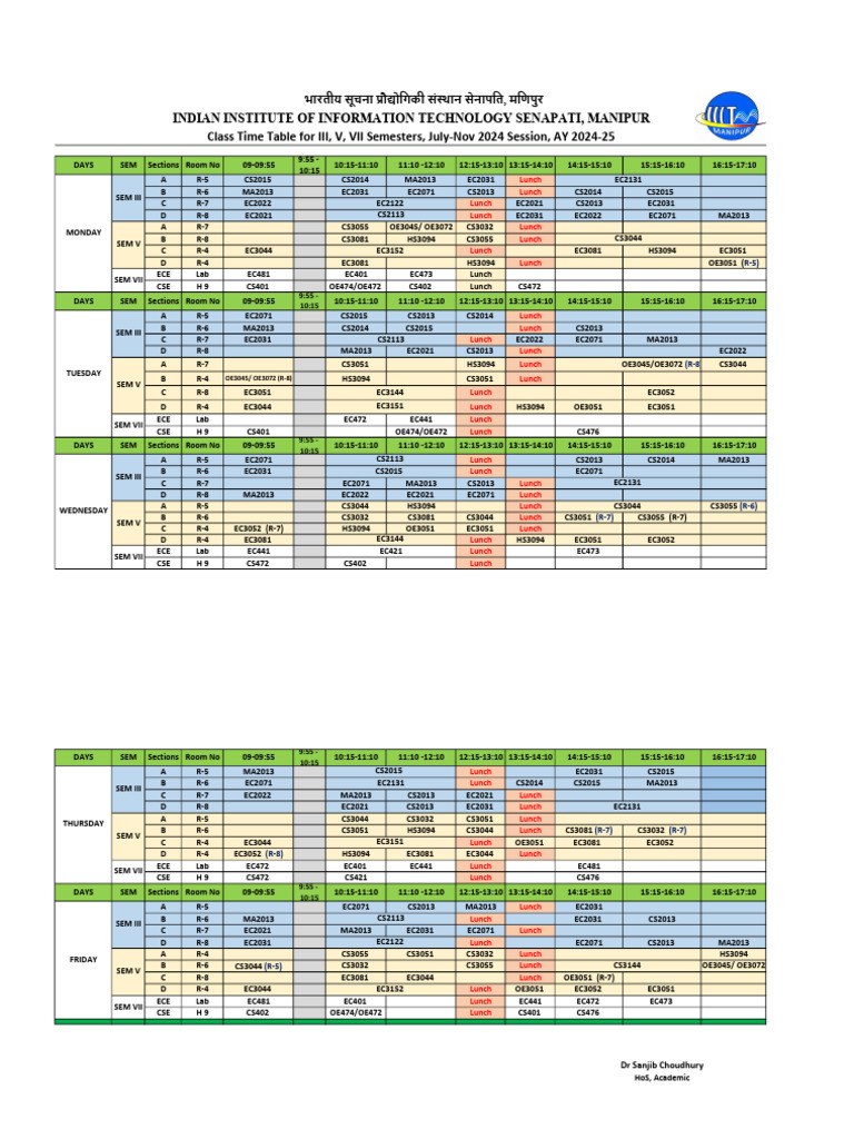 Time Table July-Nov 2024 | PDF | Electronic Engineering ...