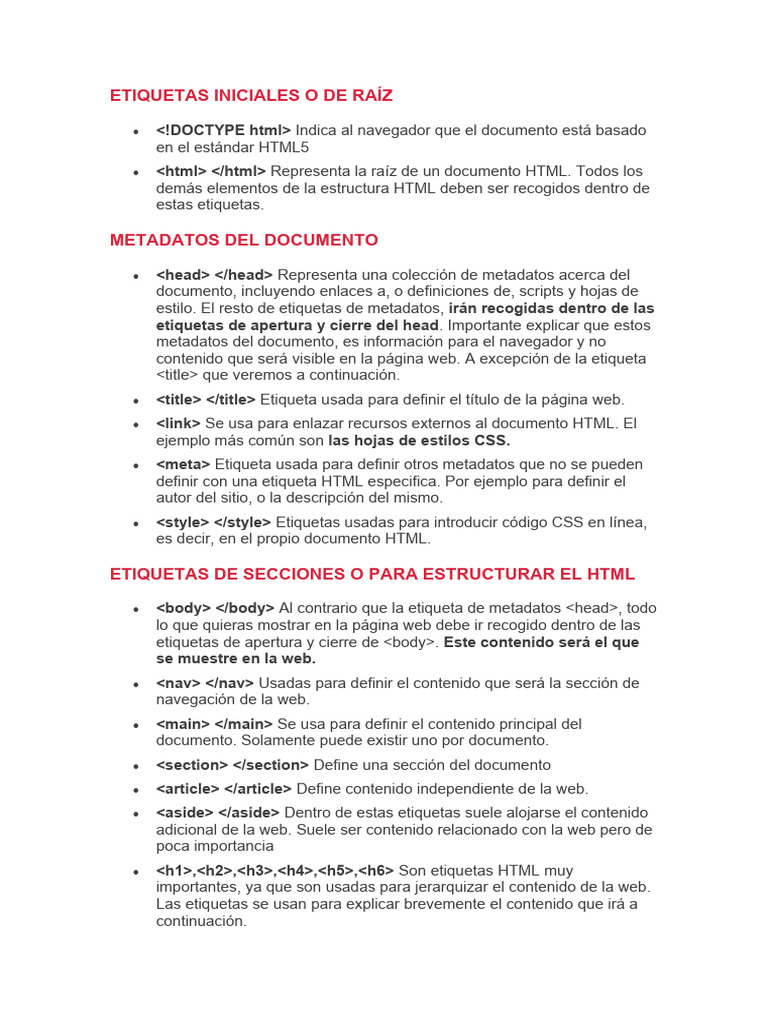 Etiquetas HTML y Propiedades Css | PDF | HTML | Página web