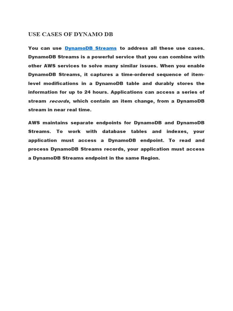 DynamoDB Streams Use Cases Explained | PDF | Database Index | Information Science