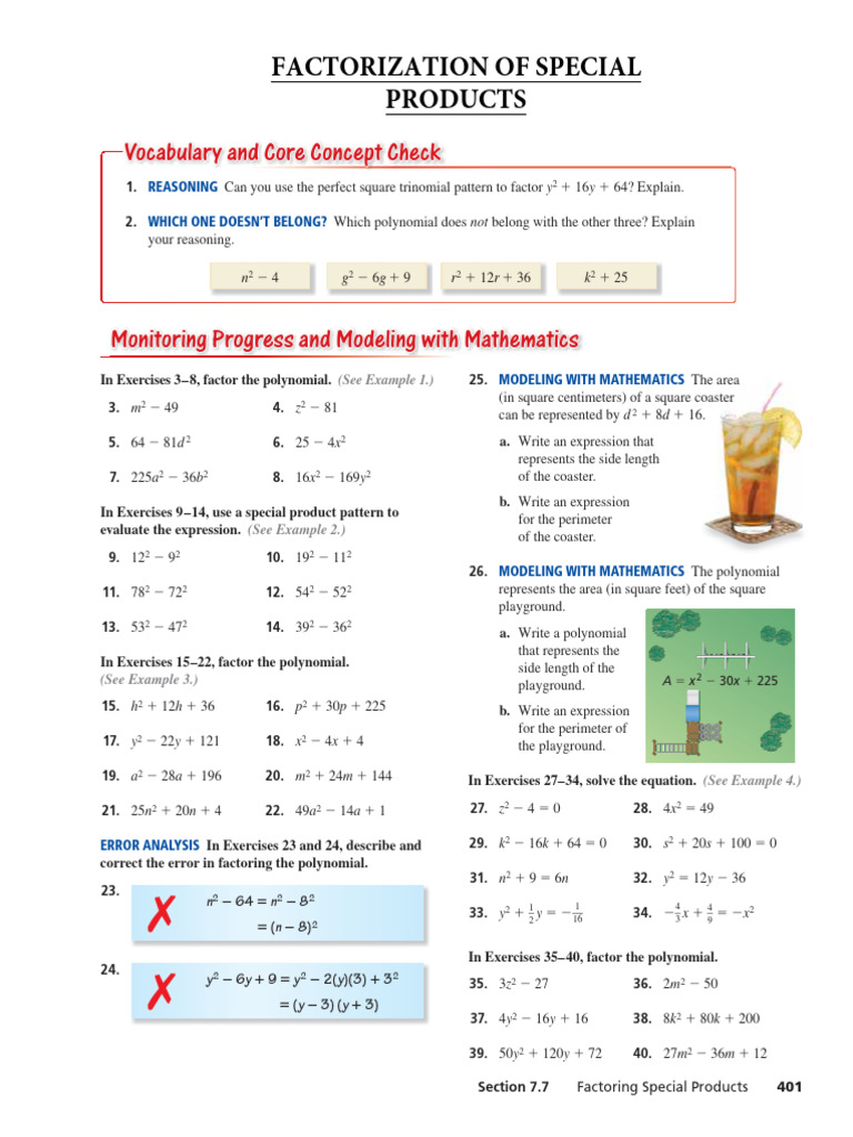 Handout 4 - Factorisinf special products | PDF | Polynomial ...