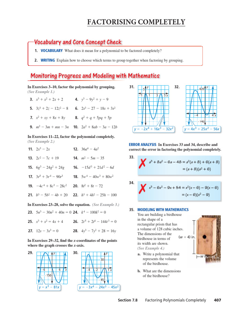 Handout 5 - Factorising Completely | PDF | Equations | Volume