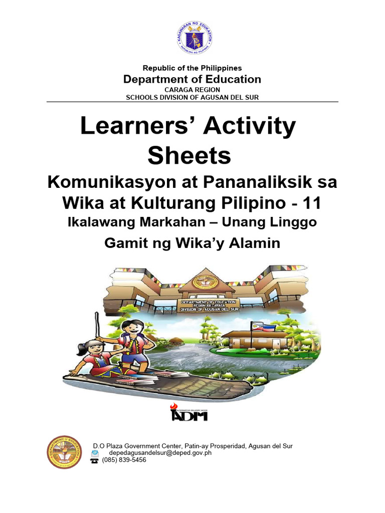 Filipino 11 Learners Activity Sheets 2nd Quarter-Week - 1-Paggamit NG ...