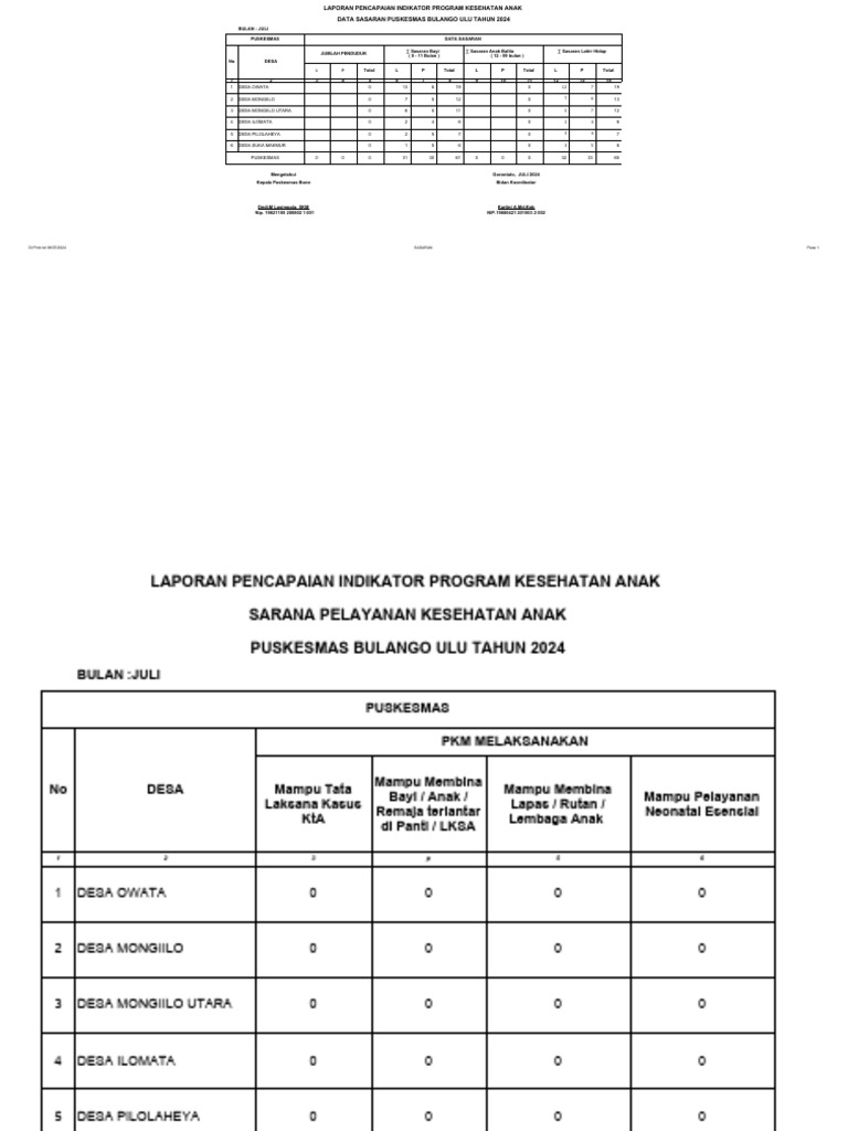 Format Laporan Bayi | PDF