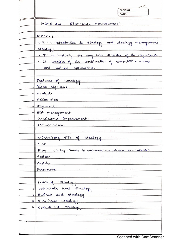 Strategic Management Notes | PDF