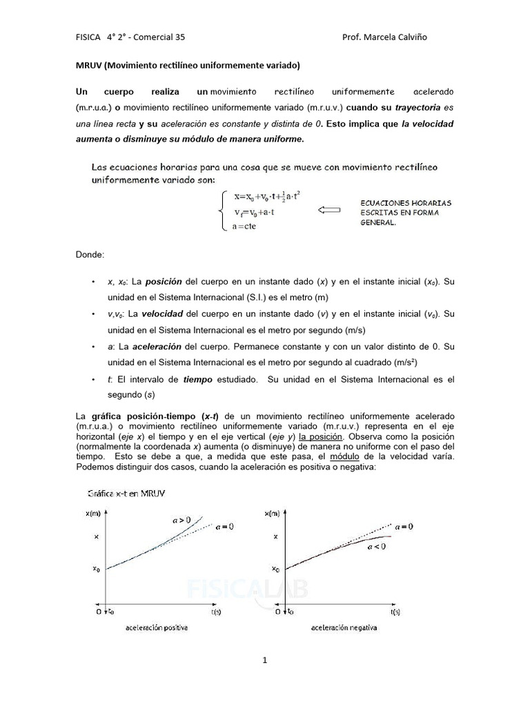 (Template) Guía 4 - MRUV | PDF | Aceleración | Velocidad