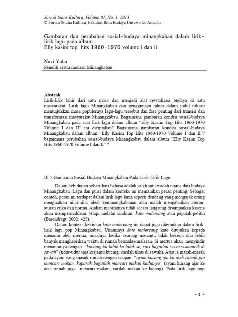 Perubahan Sosial-Budaya Minangkabau 1960-70 | PDF