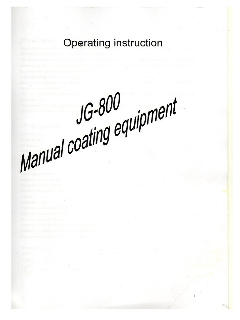 JORG JG-800 Manual Coating Equipment | PDF