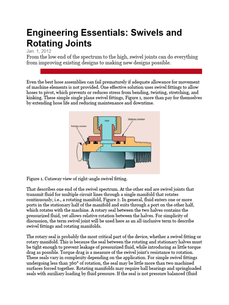 Swivel Joints and Rotating Manifolds Guide | PDF | Valve | Pipe (Fluid ...