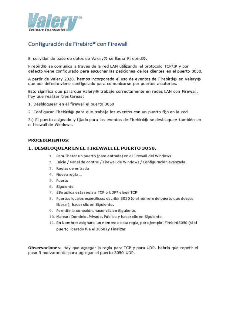 Guia para Configurar Firebird en El Firewall de Windows | PDF | Cortafuegos (informática ...