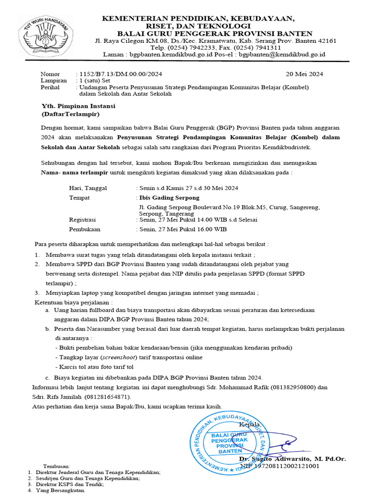 1152 - Surat Undangan Kombel | PDF