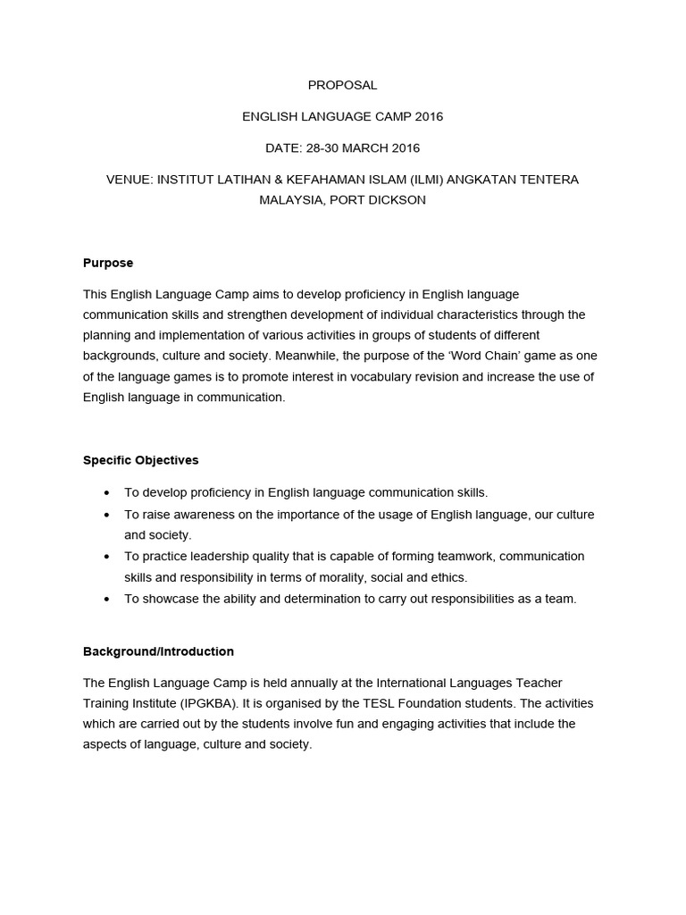 English Language Camp 2016 Overview | PDF | English Language | Human ...