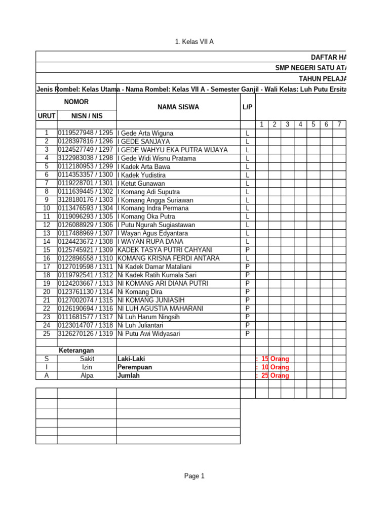 Absen Guru 2024-2025 Semester 1 | PDF