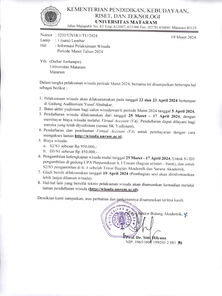 Info Wisuda Unram 2024 | PDF