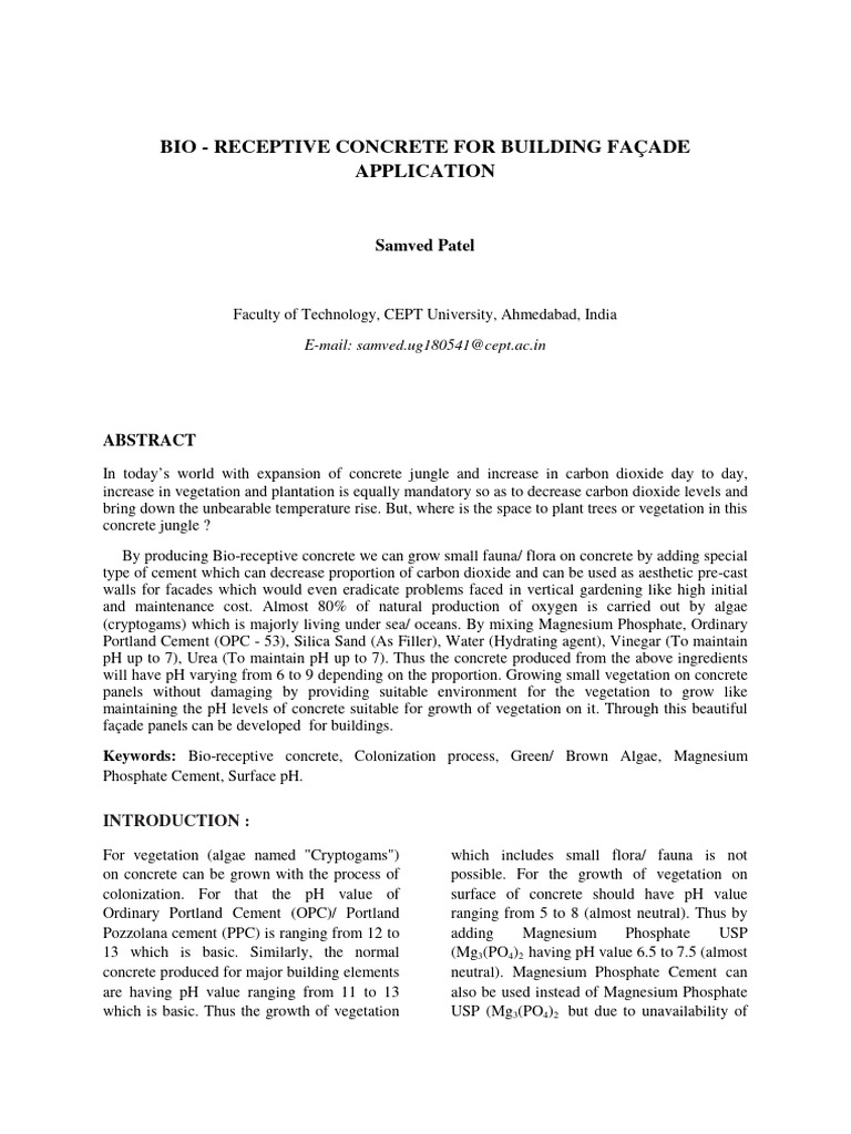 Bioreceptive concrete 3 | PDF | Concrete | Cement