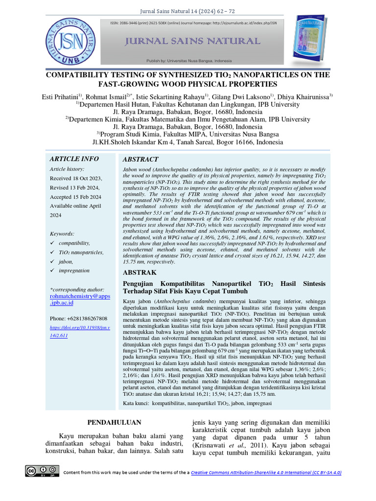 611 - Esti Prihatini - COMPATIBILITY TESTING OF SYNTHESIZED TIO2 ...