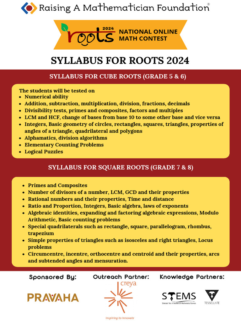 Roots International School Syllabus 2024 | PDF