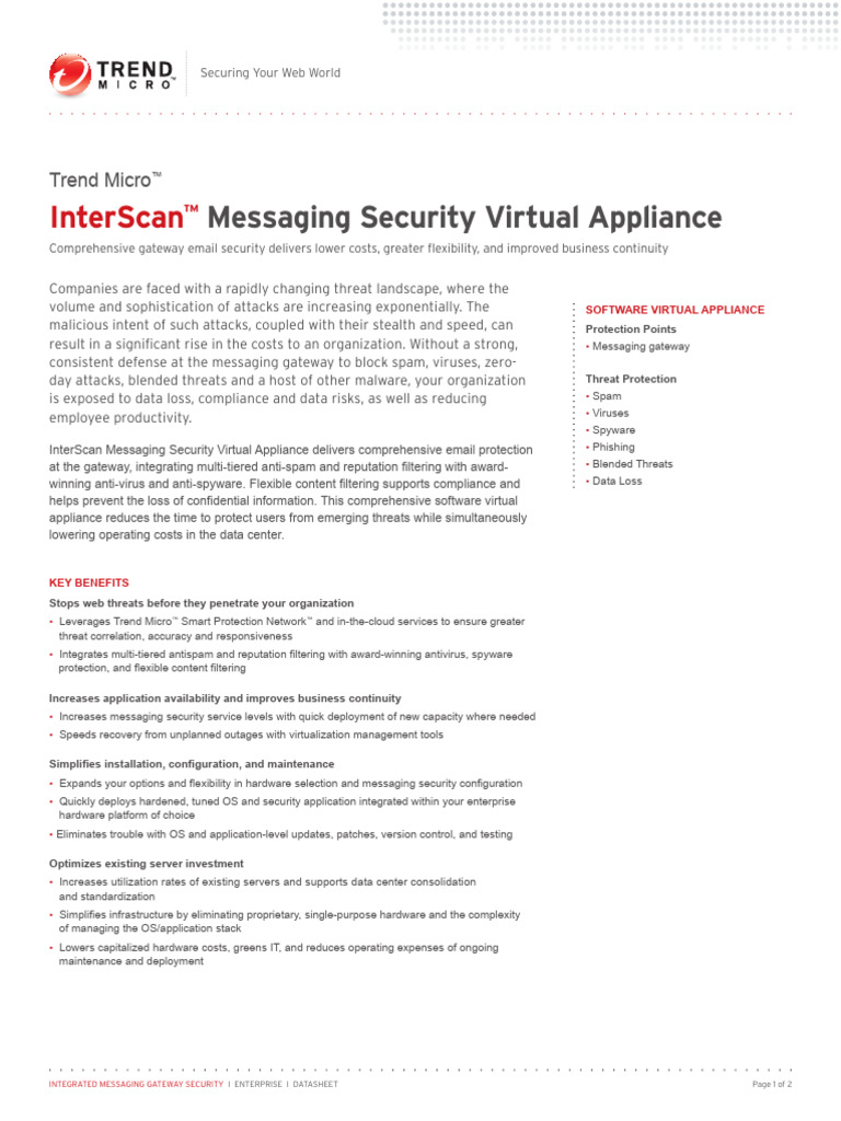 Interscan Messaging Security Virtual Appliance Datasheet | PDF | Security | Computer Security