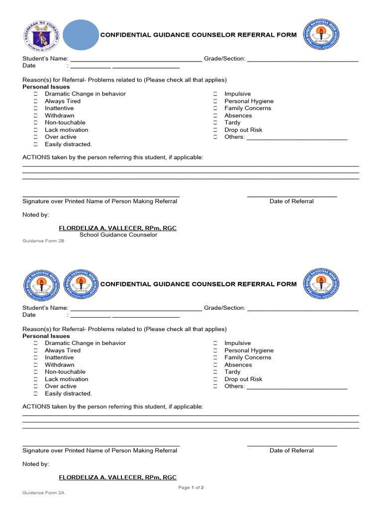 F2A - Referral Form | PDF | Behavioural Sciences | Psychology
