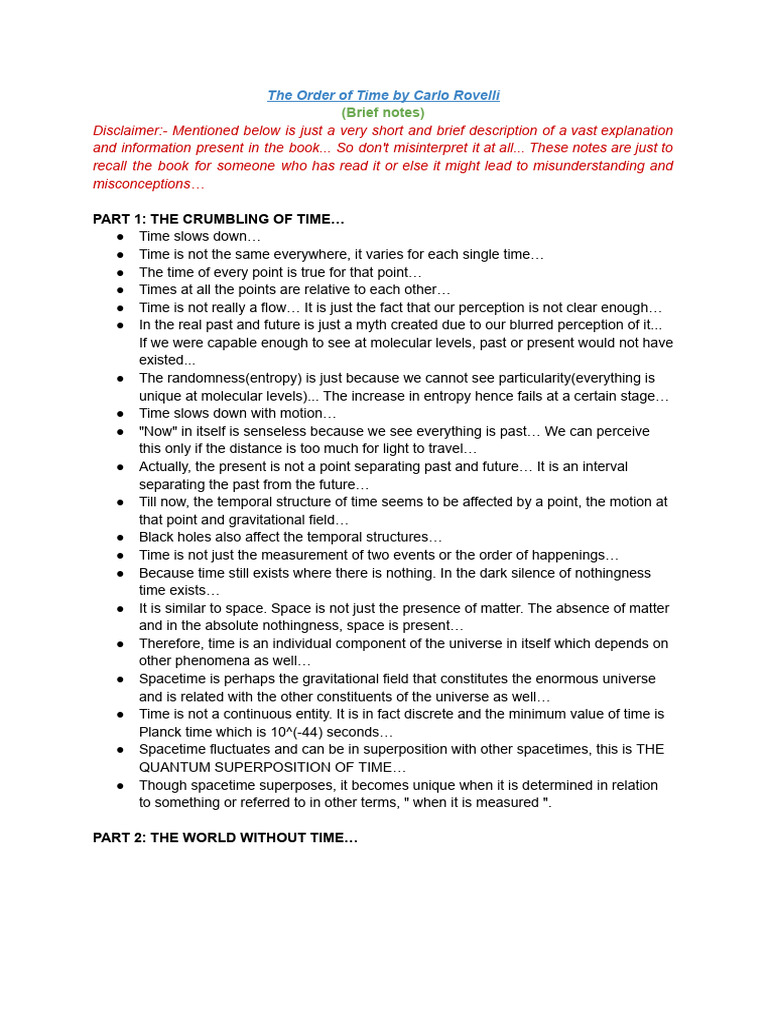 The Order of Time by Carlo Rovelli | PDF | Time | Spacetime