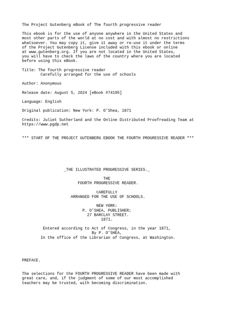 The Fourth Progressive Reader: Carefully Arranged For The Use of ...