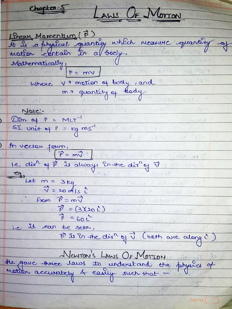 Laws of Motion Notes | PDF
