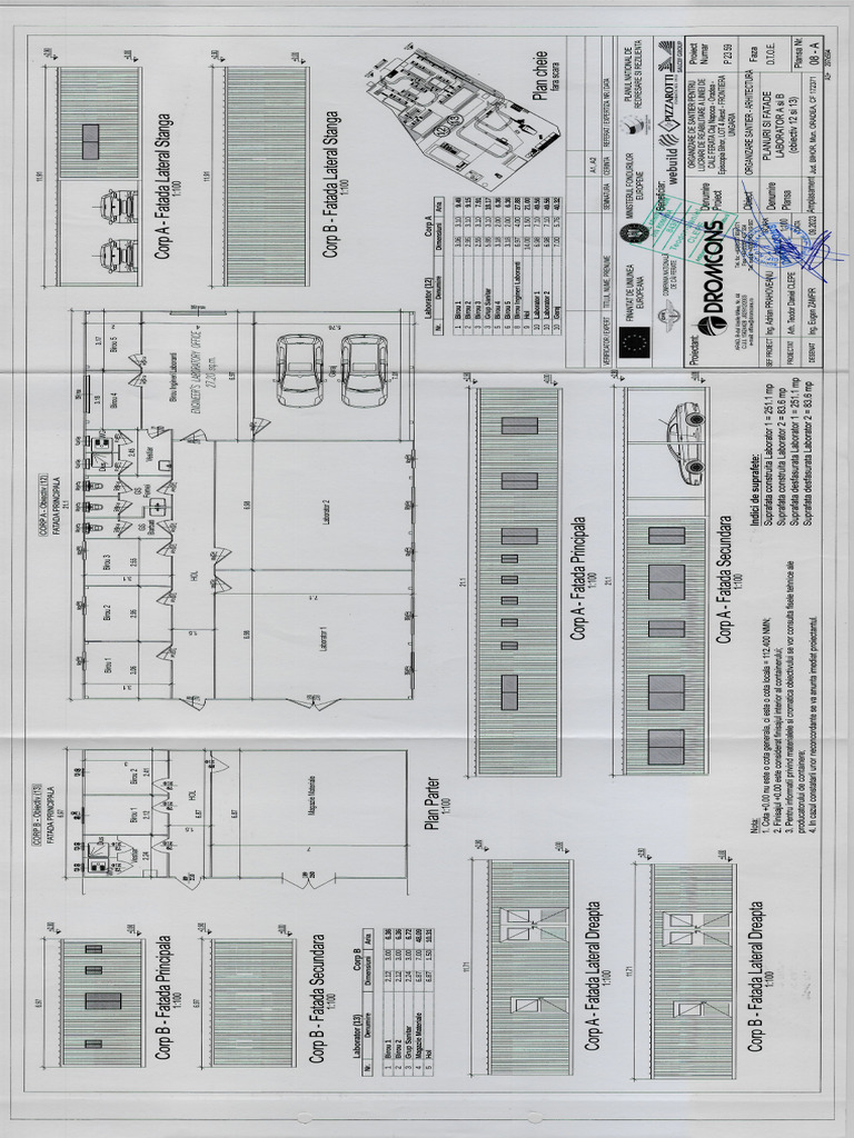 Plansa 08-A - Fatade Cladire Laborator A+B | PDF