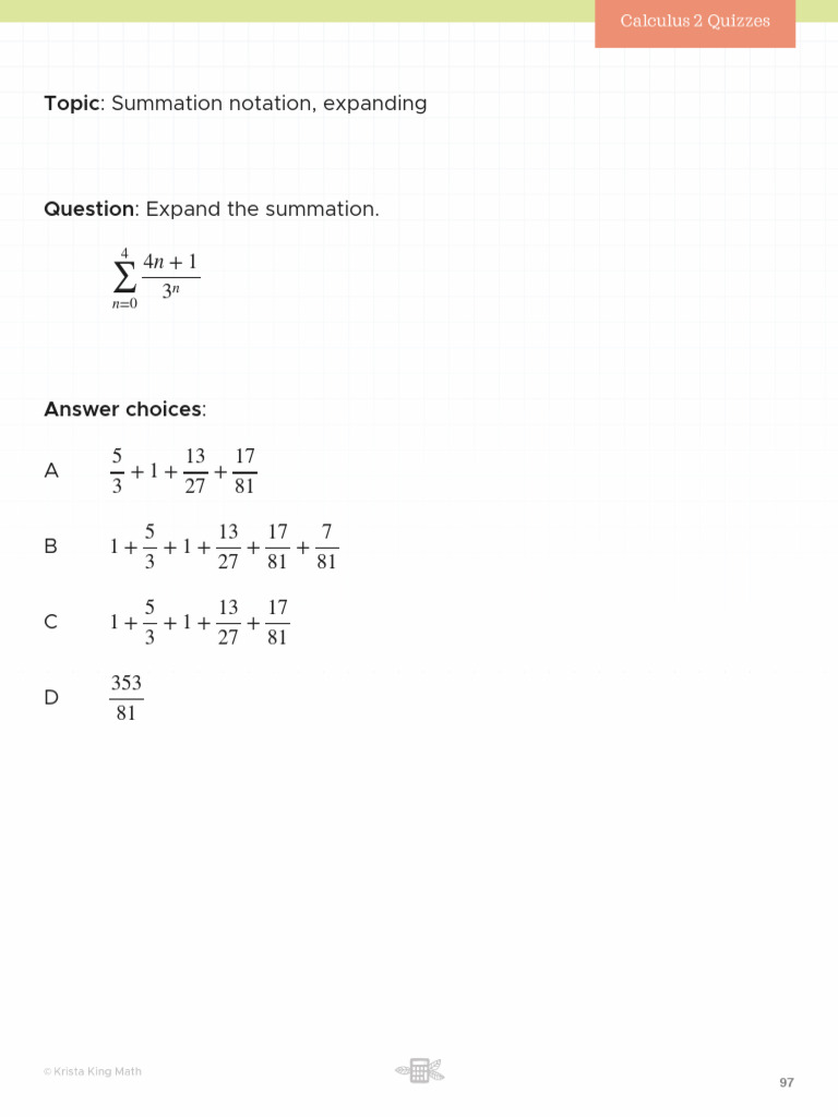 3 Summation Notation Expanding Pdf Summation Mathematical Analysis
