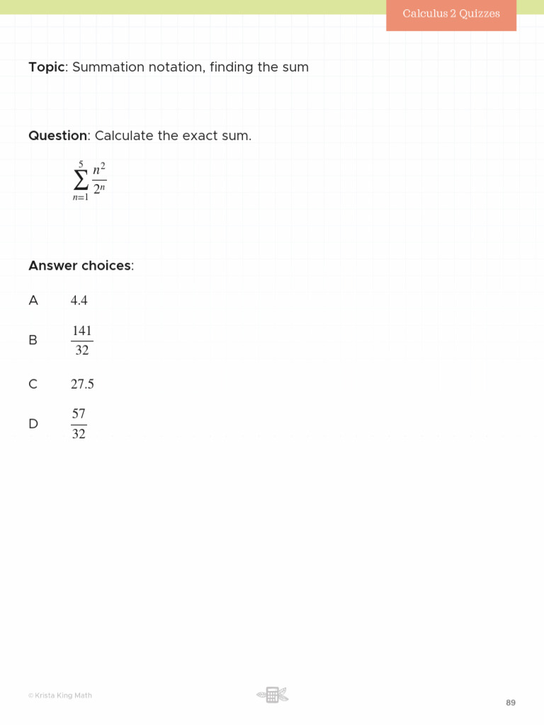 2 Summation Notation Finding The Sum Pdf Summation Mathematics