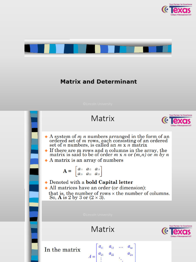 Matrix and Determinant | PDF | Matrix (Mathematics) | Determinant