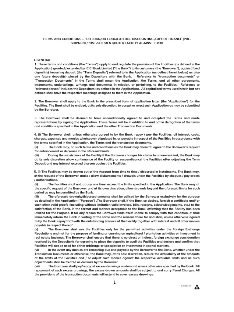 Terms and Conditions | PDF | Banks | Interest