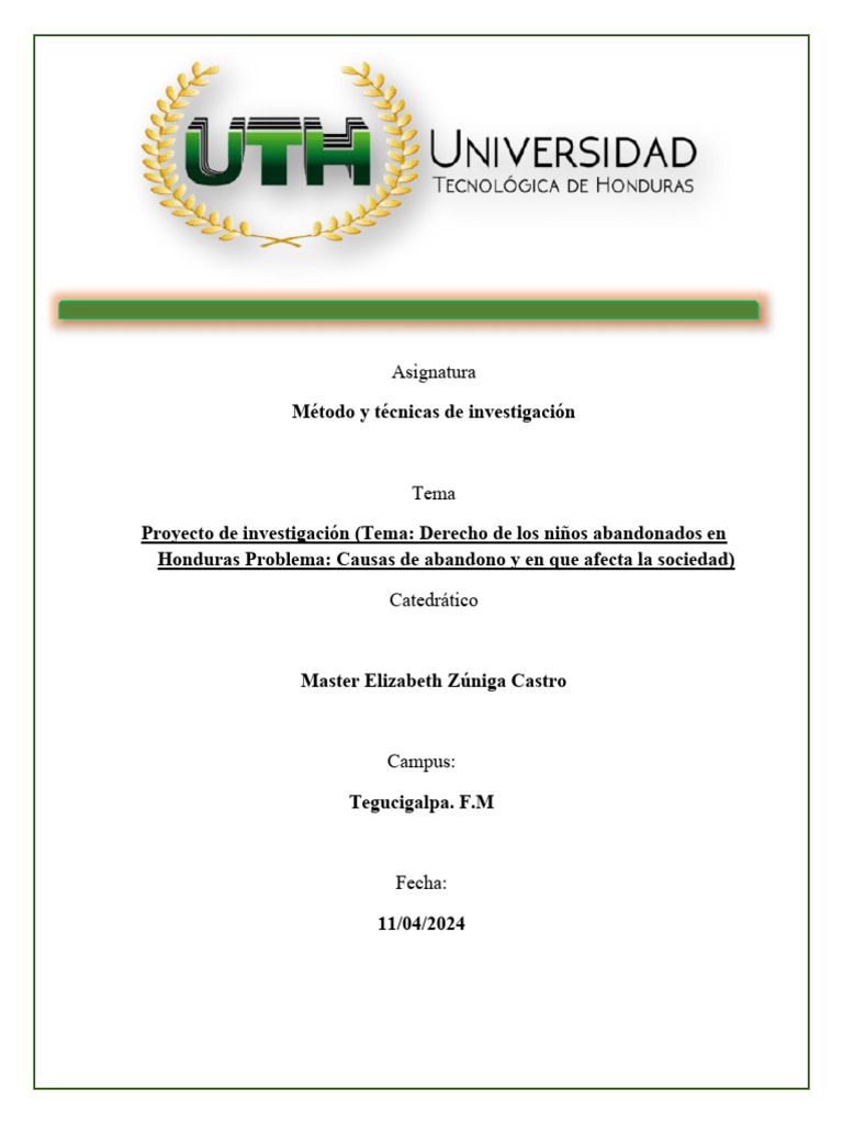Informe Proyecto SENAF | PDF | Adopción | Honduras
