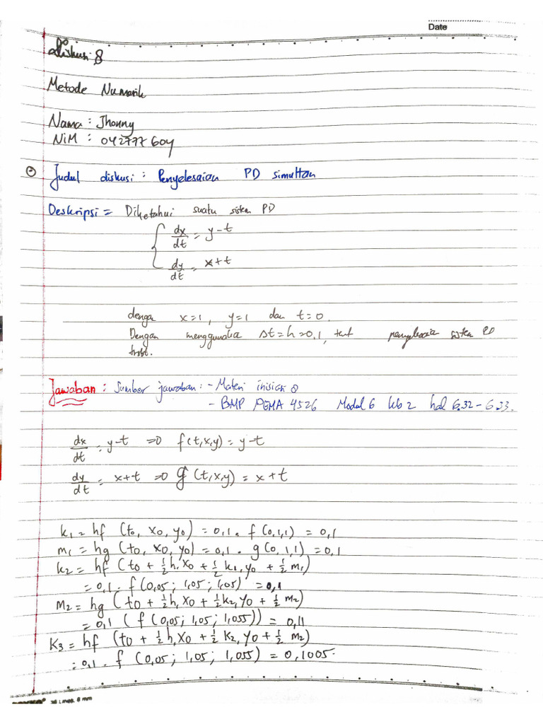 Diskusi 8 Metode Numerik Pdf