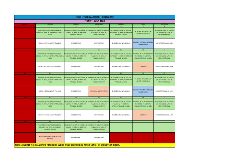 Hsse Task Calendar S1 | PDF
