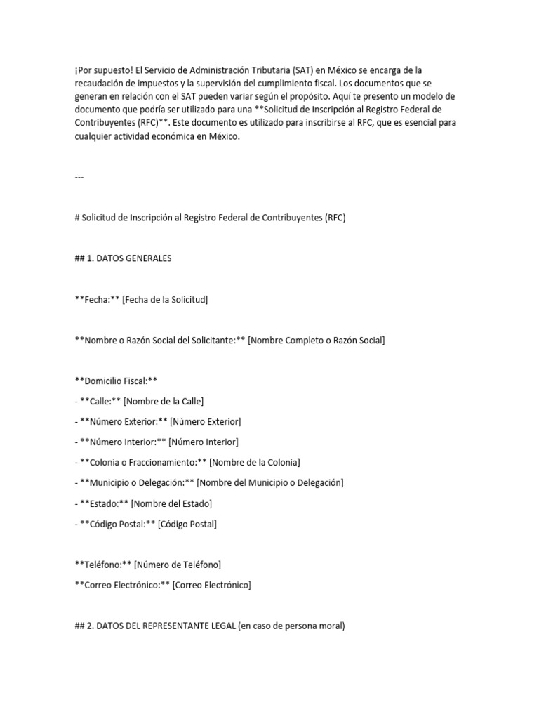 Modelo de Solicitud RFC México | PDF