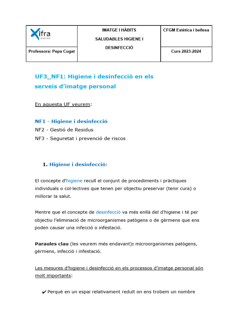 1MEB-UF3 O1-Higiene Desinfecció | PDF