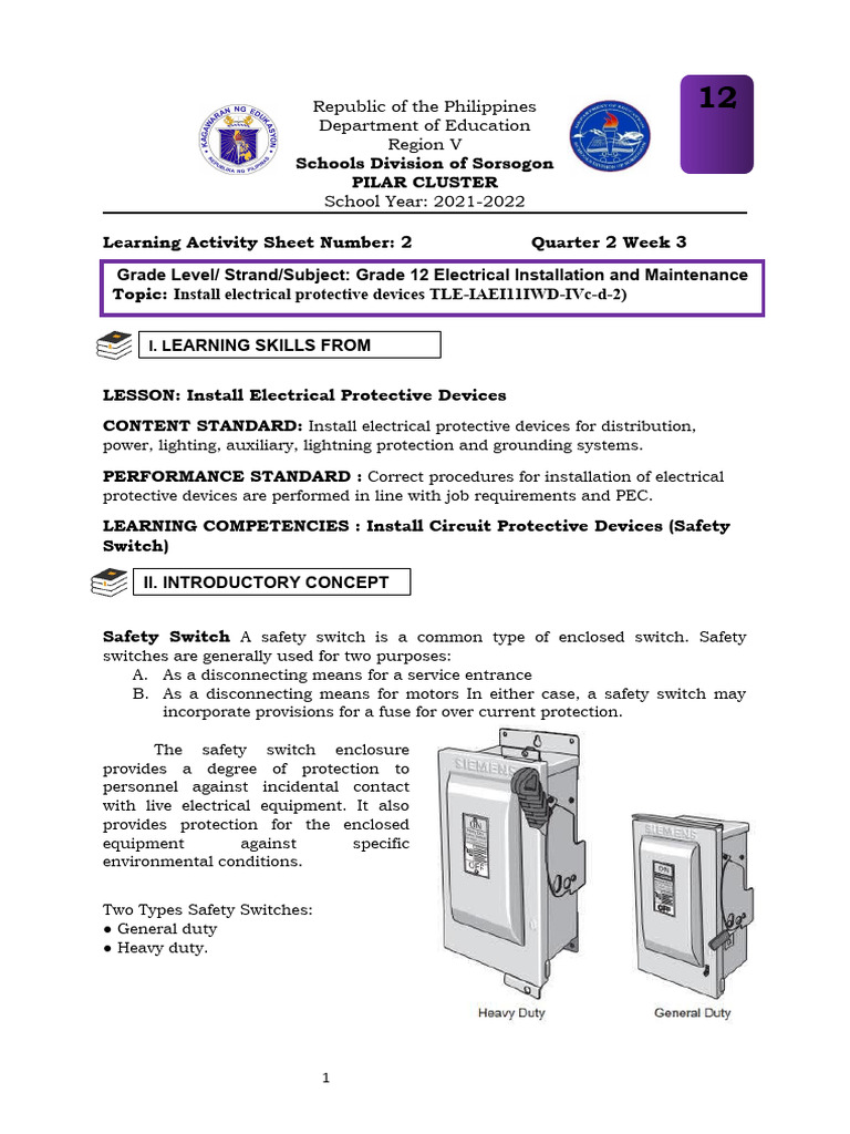 Eim 12 Q2 w3 Safety Switch | PDF | Electrical Connector | Fuse (Electrical)