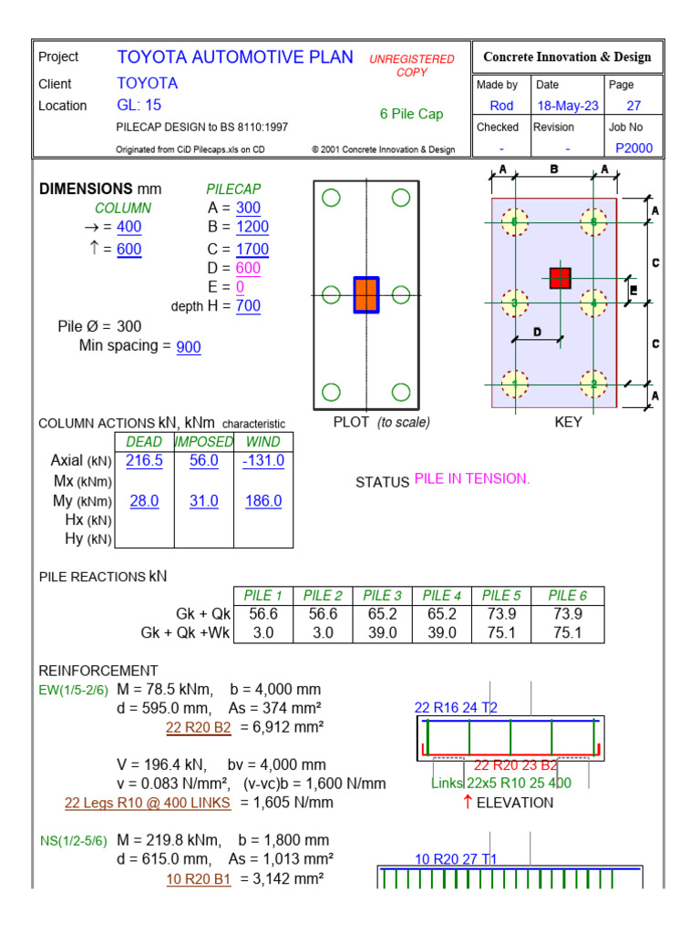 Pile Cap GL15 (6piles) | PDF | Structural Engineering | Civil Engineering
