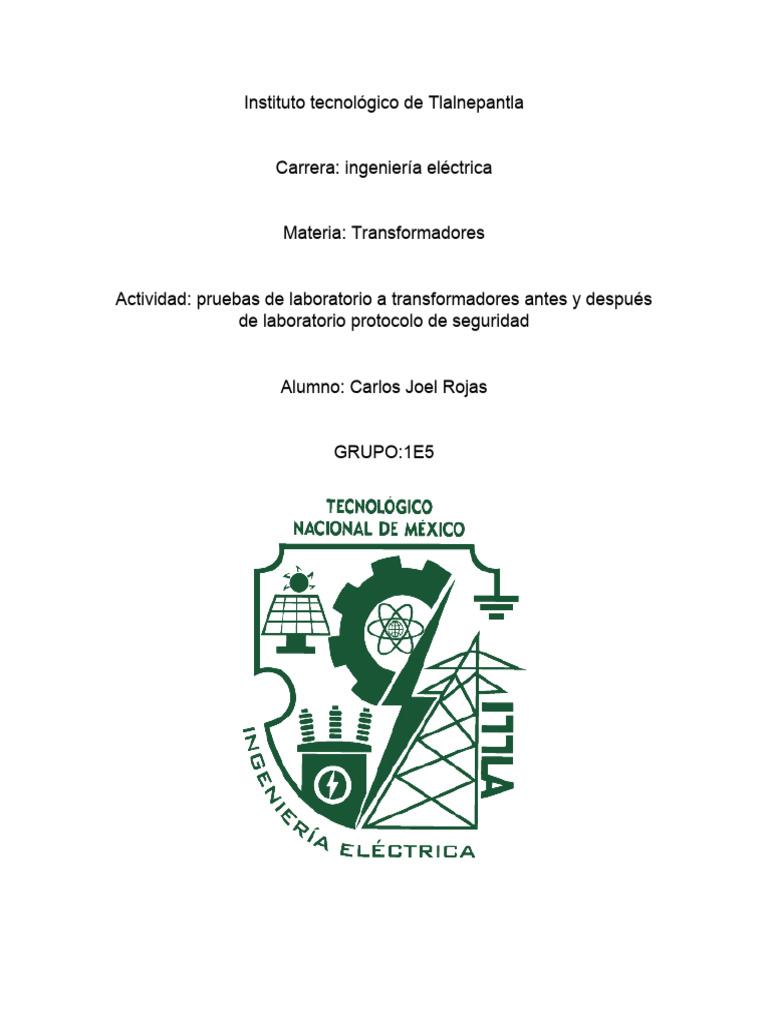 Pruebas de Laboratorio A Transformadores | PDF | Transformador | Aislador (Electricidad)