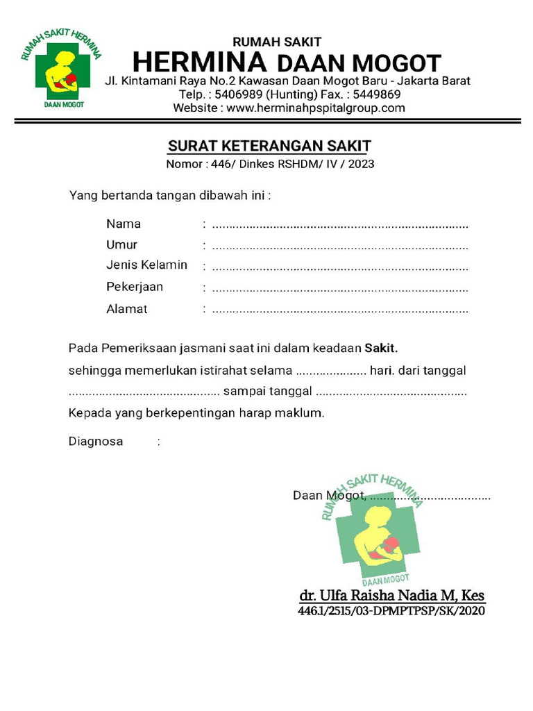surat sakit hermina | PDF