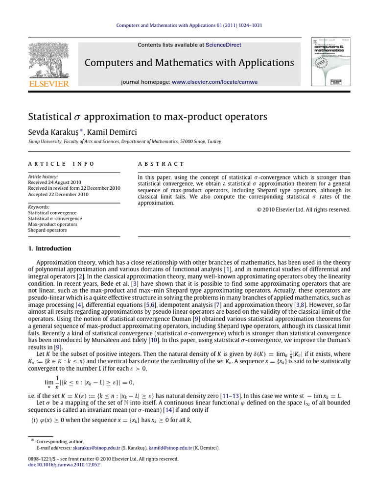 17 Statistical σ Approximation To Max Product Operators Pdf Limit